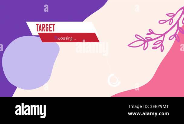 Animation of target processing text over shapes on beige background ...