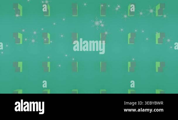 Animation of 3d shapes in seamless pattern over snowflakes falling ...