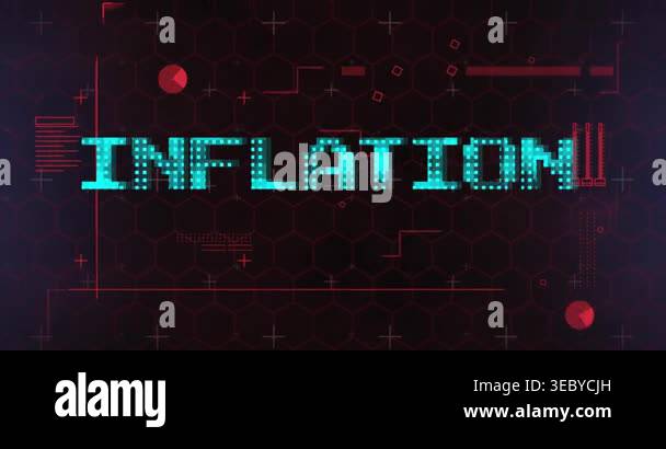 Teal INFLATION forming from glowing dots, settling, HUD pulsing on hex ...