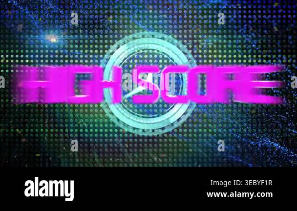 Animation of high score text over shapes. Social media and digital ...
