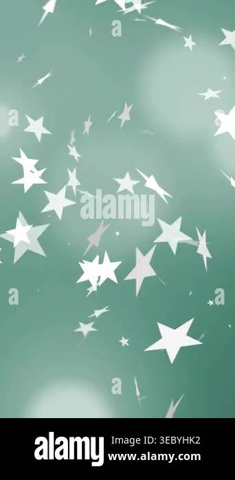 Entering edges, white 5-point stars drifting forming clusters over teal ...