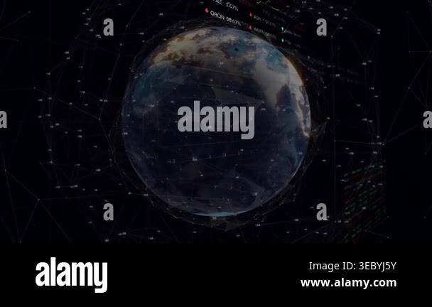 Animation of stock market and diagrams over globe. Global business and ...
