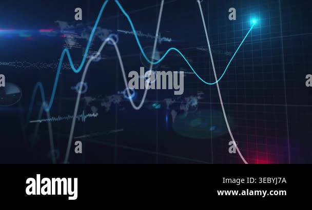 Oscillating data lines climbing and crossing 3D HUD, triggered by data ...
