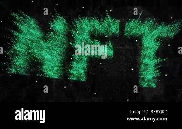 Animation of nft text over globe on black background. Global technology ...