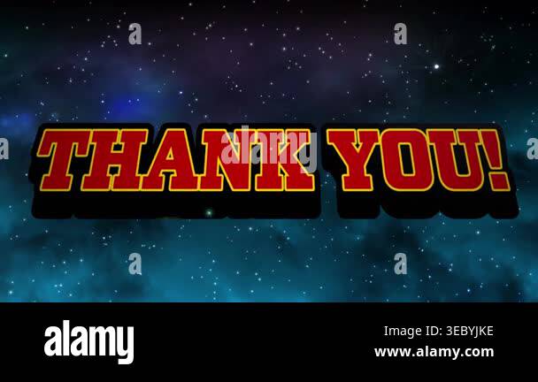 Animation of thank you text and spots on black background. social media ...