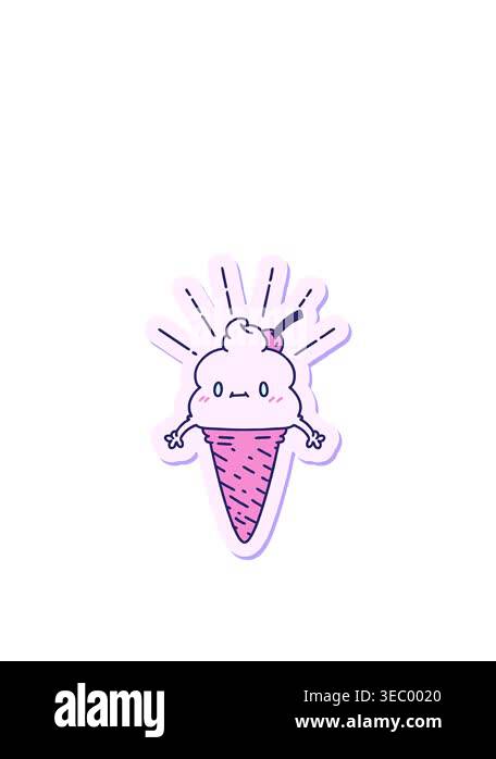 stretching up animation of sticker of a tattoo style ice cream ...