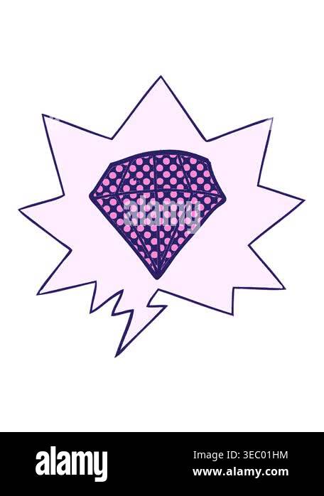 jiggle motion animation of cartoon tattoo diamond with speech bubble in ...