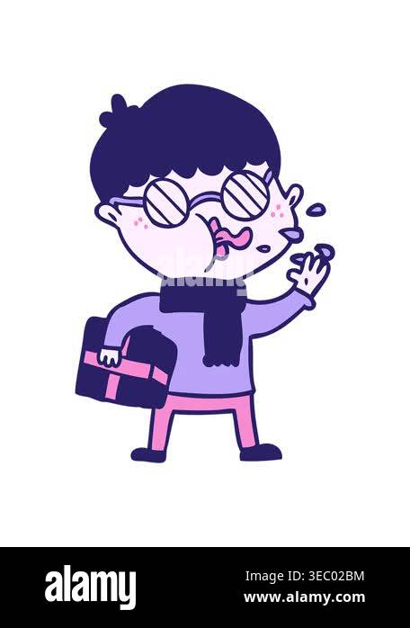 shine light effect animation of cartoon boy wearing spectacles with ...