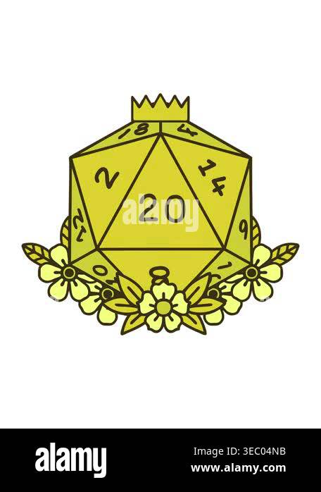changing color animation of Retro Tattoo of natural 20 D20 dice roll ...
