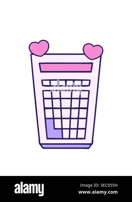 spinning hearts animation of hand drawn quirky cartoon calculator Stock ...