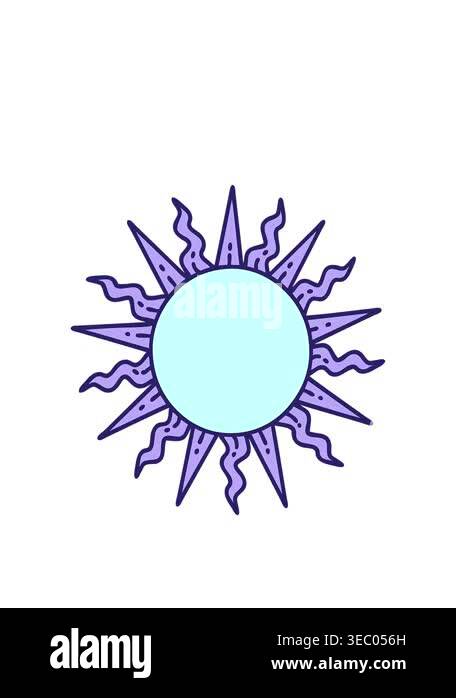 stretching up animation of classic tattoo style image of a sun Stock ...