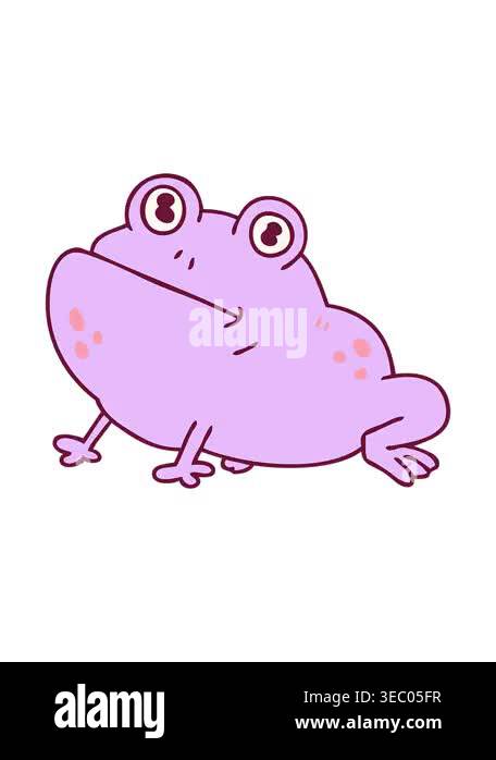 shivering motion animation of hand drawn quirky cartoon frog in bright ...