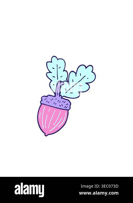 blinking radial lines animation of cartoon doodle acorn Stock Video ...