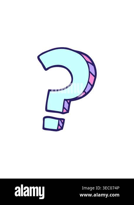 starburst effect animation of hand drawn doodle style cartoon question ...