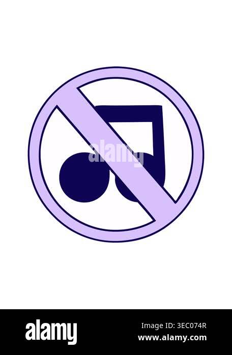 neon light effect animation of cute cartoon of a no music sign Stock ...
