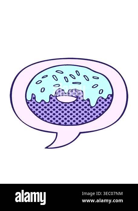 bobbing motion animation of cartoon donut with speech bubble in comic ...