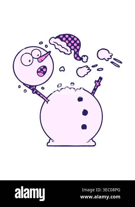 jiggle and pause animation of snowman in snowball fight Stock Video ...