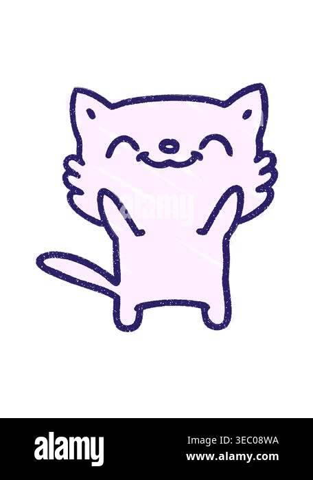 jiggle motion animation of Cat Chalk Drawing illustration Stock Video ...
