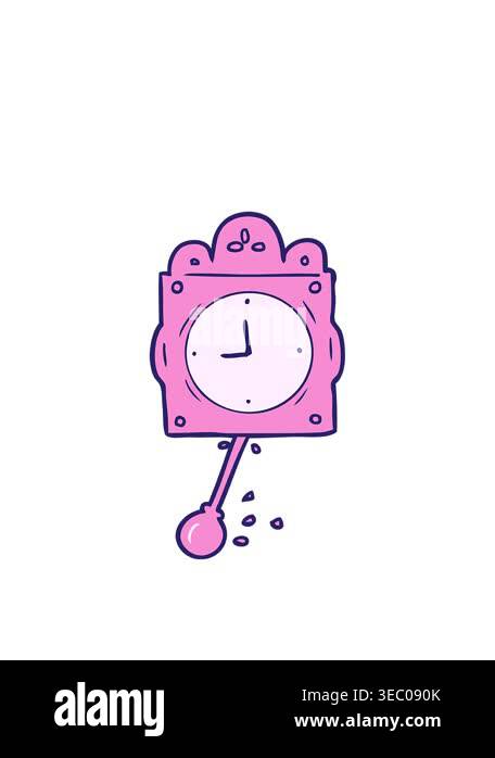 stretching up animation of cartoon ticking clock with pendulum Stock ...