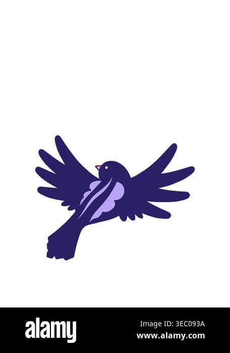 stretching up animation of tattoo in traditional style of a flying bird ...