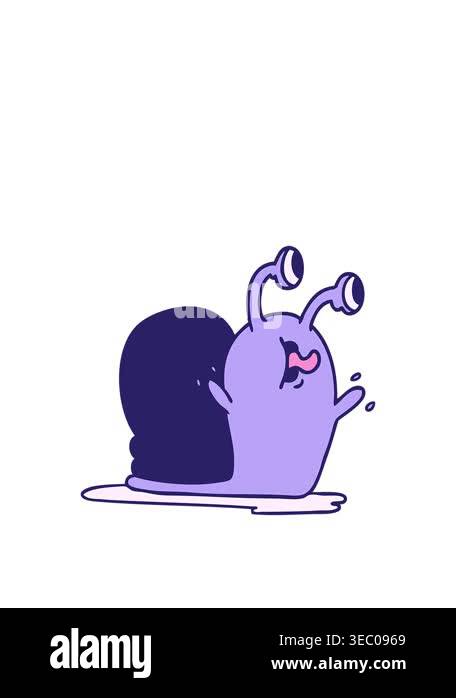 stretching up animation of freehand drawn cartoon of a slimy snail ...