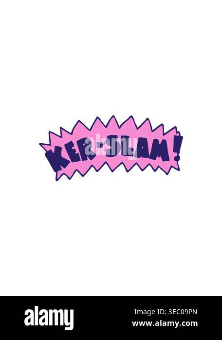 radioactive glowing animation of cartoon doodle word kerslam Stock ...