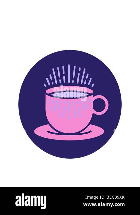 stretching up animation of retro tattoo style image of cup of coffee ...