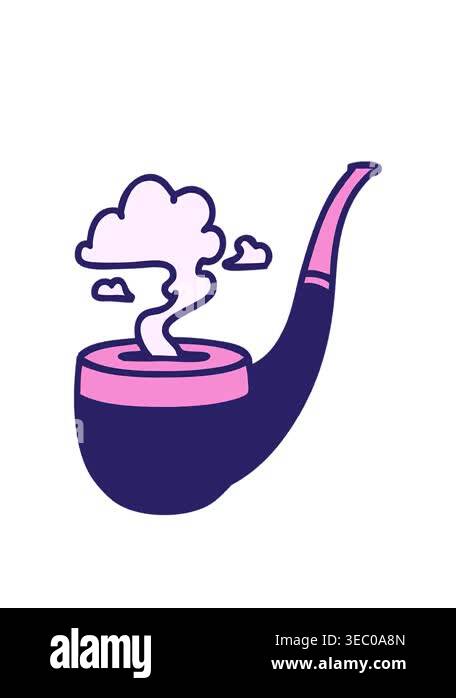 stretching up animation of tattoo in traditional style of a smoker pipe ...