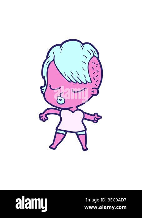 shine light effect animation of cartoon hipster girl Stock Video ...