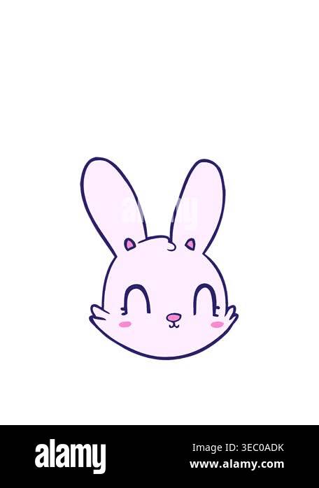stretching up animation of cartoon bunny face Stock Video Footage - Alamy