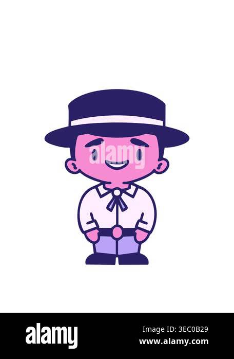 stretching up animation of brazil man in traditional clothing cartoon ...