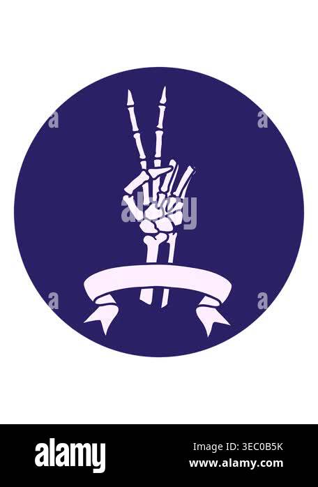 vibrating motion animation of tattoo of a skeleton giving a peace sign ...