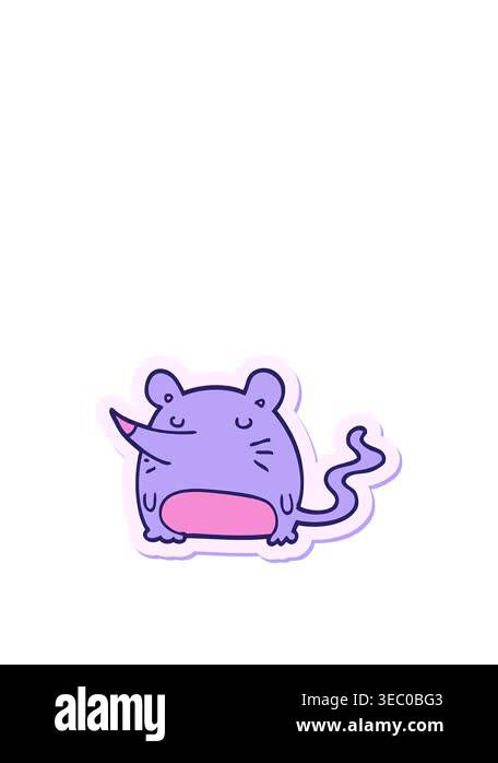 stretching up animation of sticker of a cartoon mouse Stock Video ...
