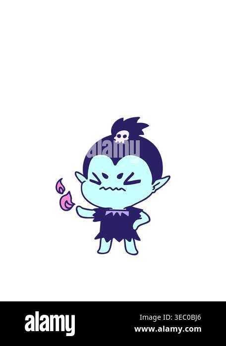 stretching up animation of freehand drawn cartoon of cute kawaii ...