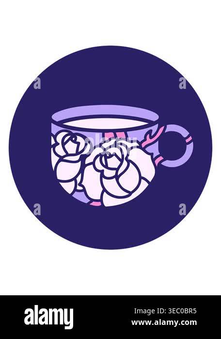 shine light effect animation of a cup and flowers design Stock Video ...