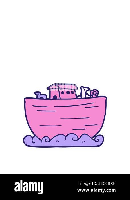 stretching up animation of cartoon doodle noahs ark Stock Video Footage ...