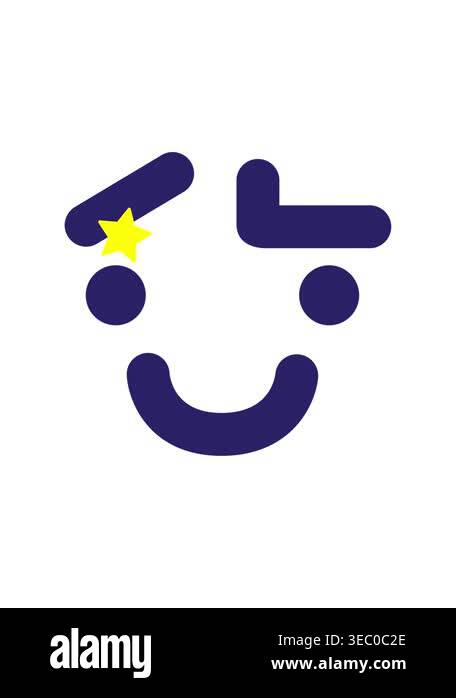 twinkling stars effect animation of simple raised eyebrow face icon ...