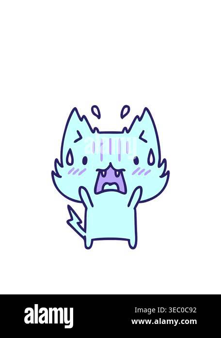 stretching up animation of cartoon of a cute halloween cat afraid Stock ...