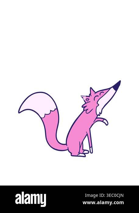 stretching up animation of cartoon fox Stock Video Footage - Alamy