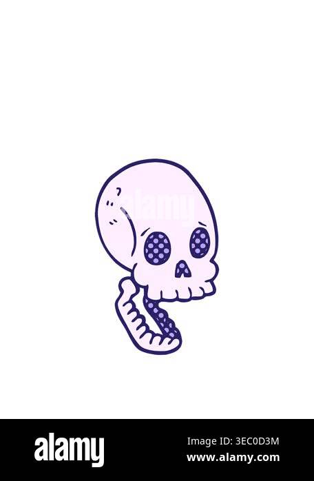 stretching up animation of cartoon doodle skull Stock Video Footage - Alamy