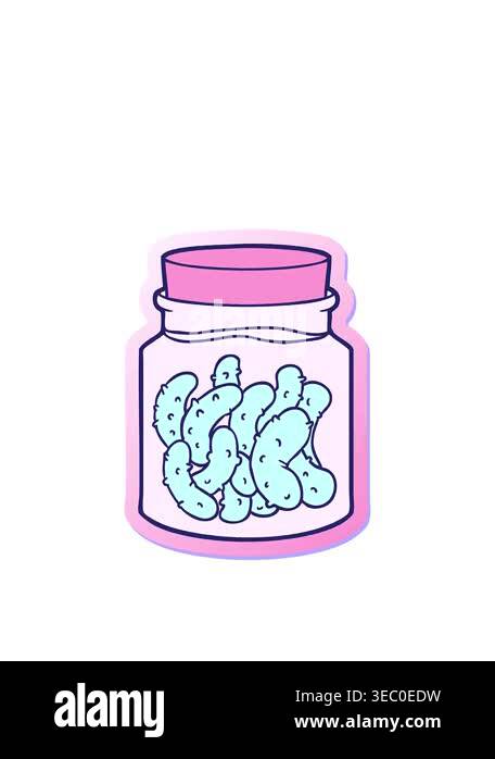 stretching up animation of sticker of a cartoon pickled gherkins Stock ...