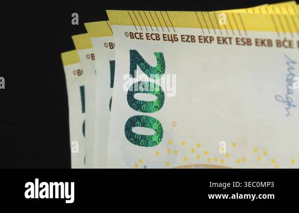 Euro banknotes, EUR. One thousand Euros in five 200 euro banknotes. New ...