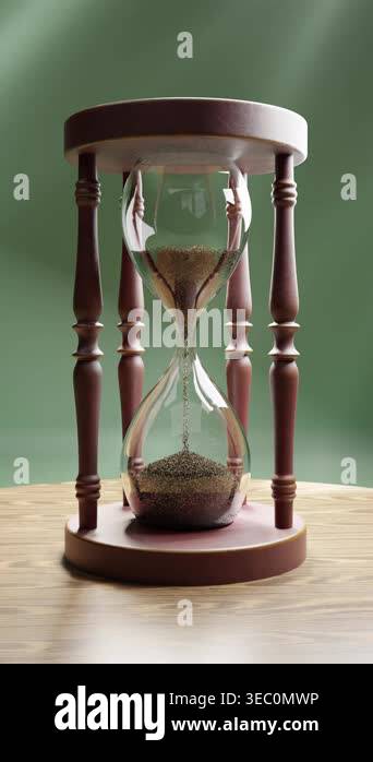 Hyper Realistic Hourglass with Flowing Sand on Bright Cinematic Scene ...