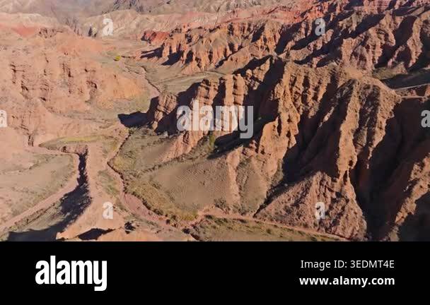 Aerial view captures stunning Konorchek canyons with eroded sandstone ...