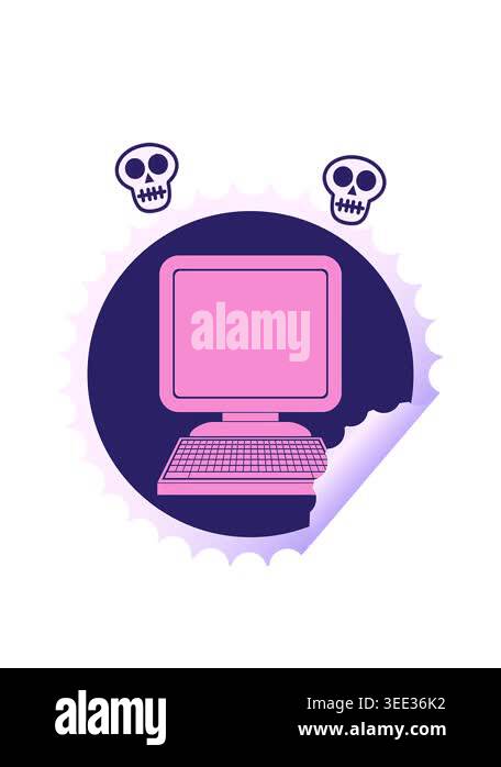 spinning skulls animation of computer icon circular peeling sticker ...