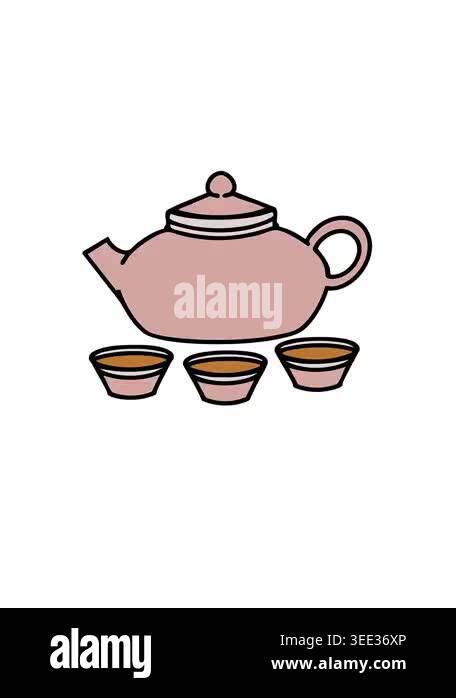 rise and float animation of japanese tea pot with cups Stock Video ...