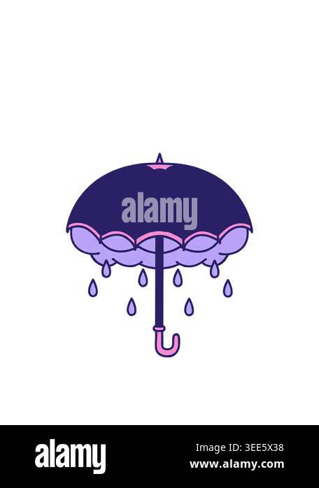 rise and float animation of tattoo in traditional style of an umbrella ...