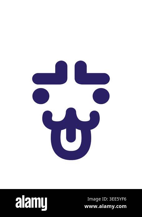 stretching up animation of cute big eyebrows animal face icon Stock ...