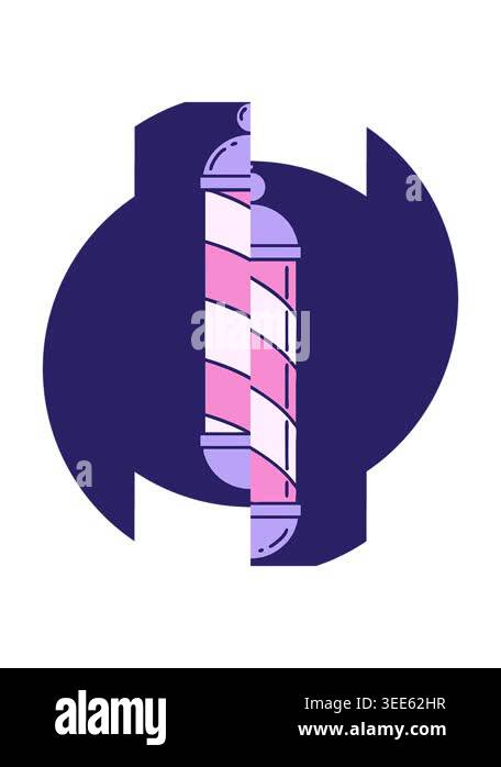 splitting motion animation of tattoo style image of a barbers pole ...