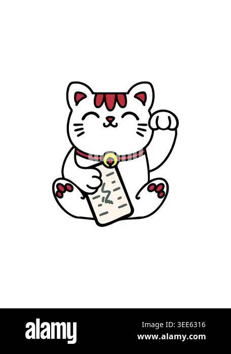 flashy sales animation of traditional japanese waving lucky cat Stock ...